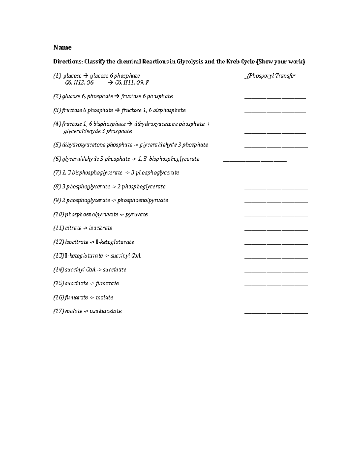 Reactions in Glycolysis and Kreb Cycle - BIOL 106 - CCP - Studocu