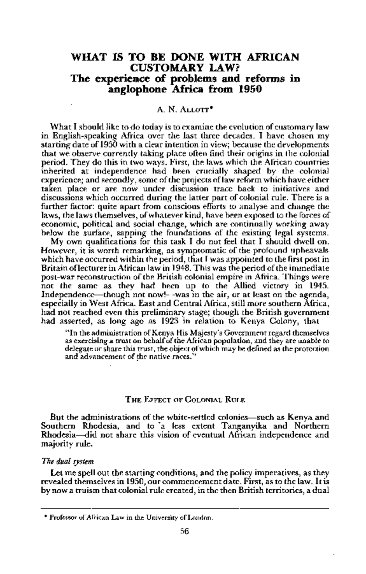 WHAT IS TO BE DONE WITH African Customary LAW, Allott - WHAT IS TO BE ...