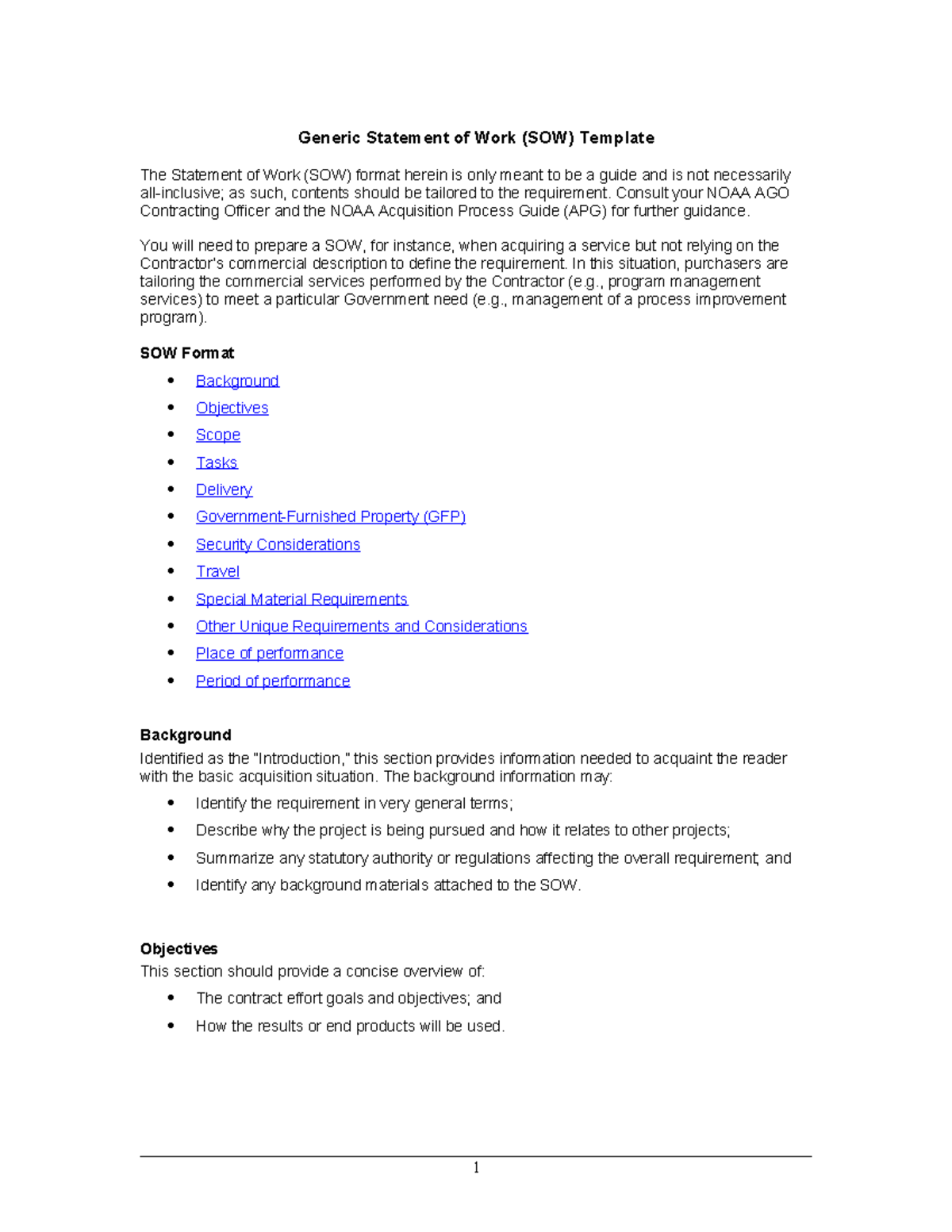 Statement of work template 01 - Generic Statement of Work (SOW ...