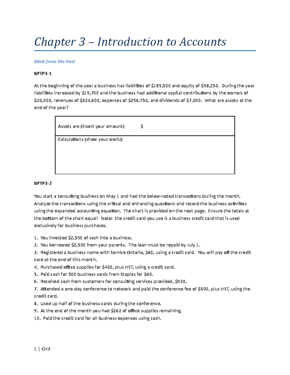Chapter 3 - Introduction to Accounts - Student Copy - 2020 01 06 ...