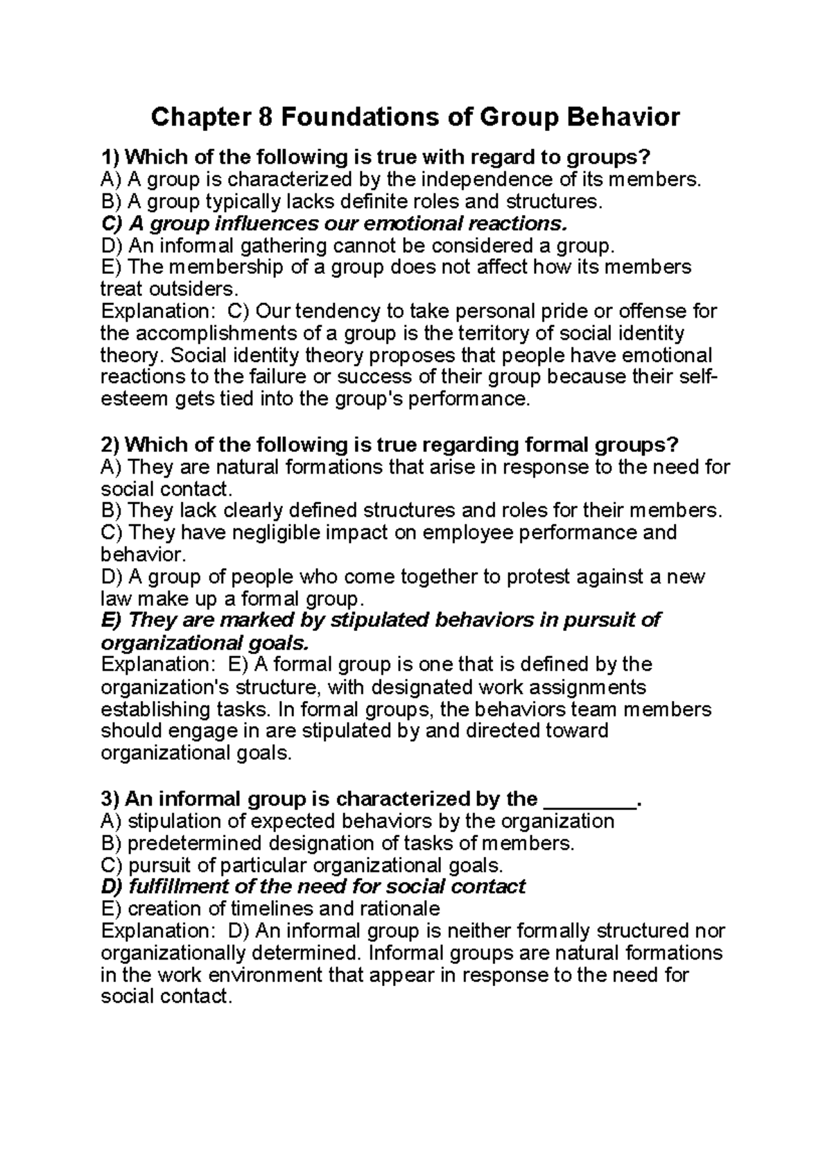 OB - CHAP 8 - Practice for final semester - Chapter 8 Foundations of ...