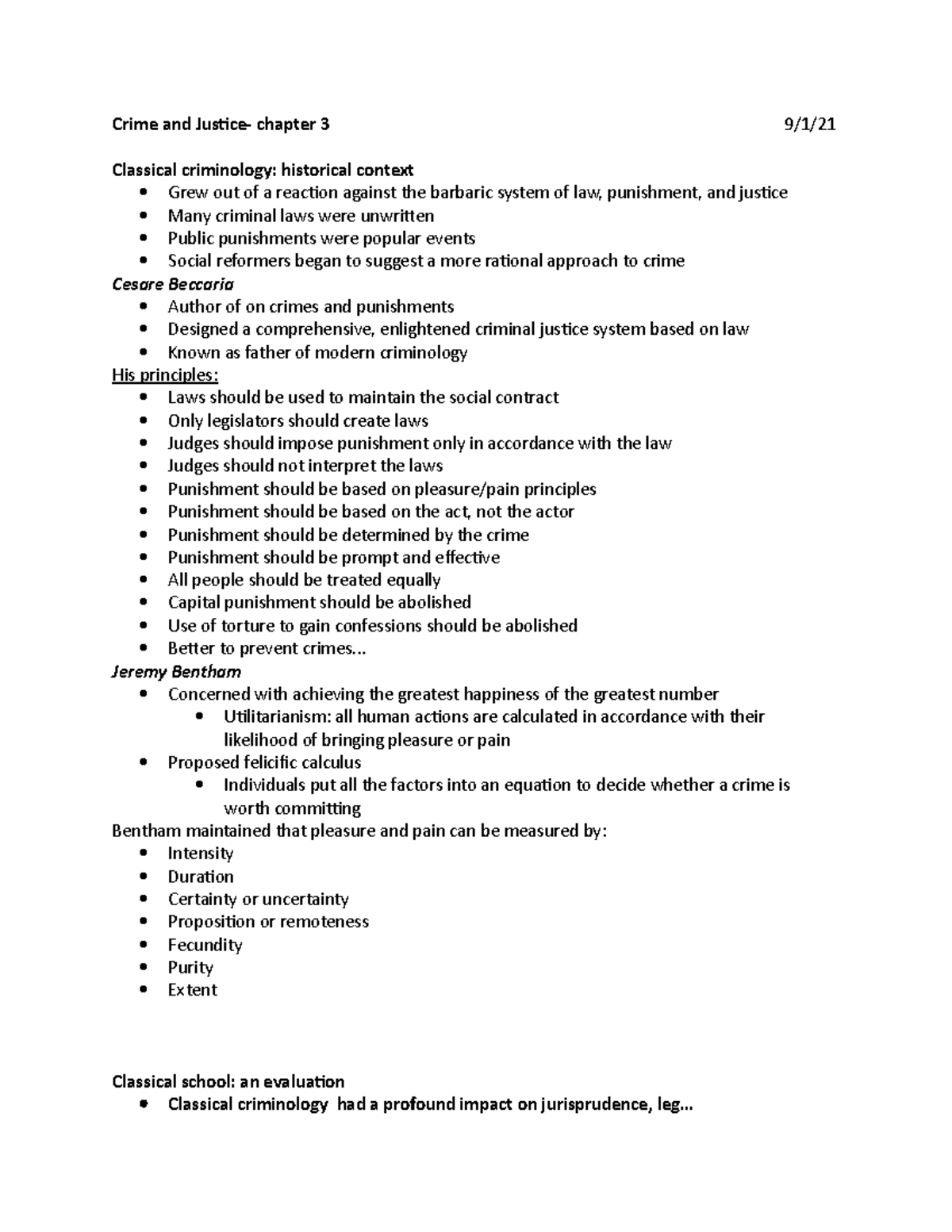 Chapter 3 - Notes from lecture - Crime and Justice- chapter 3 9/1 ...