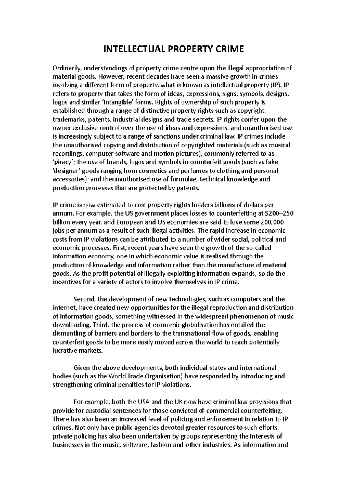 Intellectual Property Crime - Key Concept - INTELLECTUAL PROPERTY CRIME ...