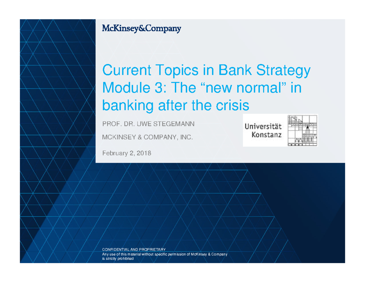 2018 0201 Current Topics in Bank Strategy Module 3 The new normal in ...