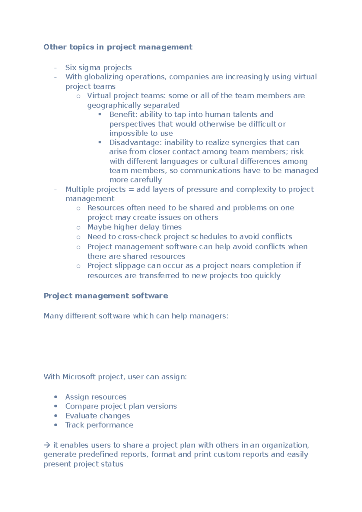 Other Topics In Project Management Studocu