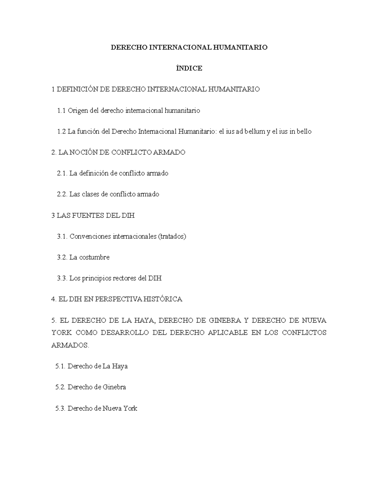 Derechos Humanos - DERECHO INTERNACIONAL HUMANITARIO ÍNDICE 1 ...
