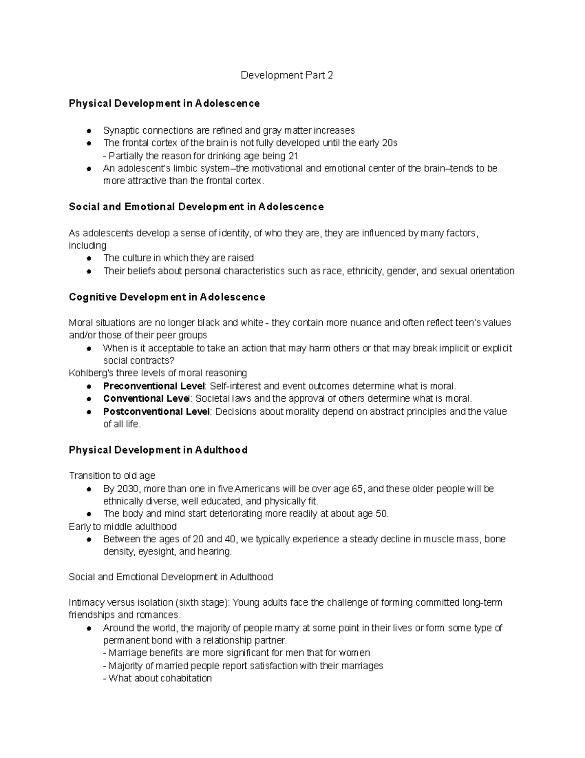 Psychology Lecture 2 24 devlopment part 2 - Development Part 2 Physical ...
