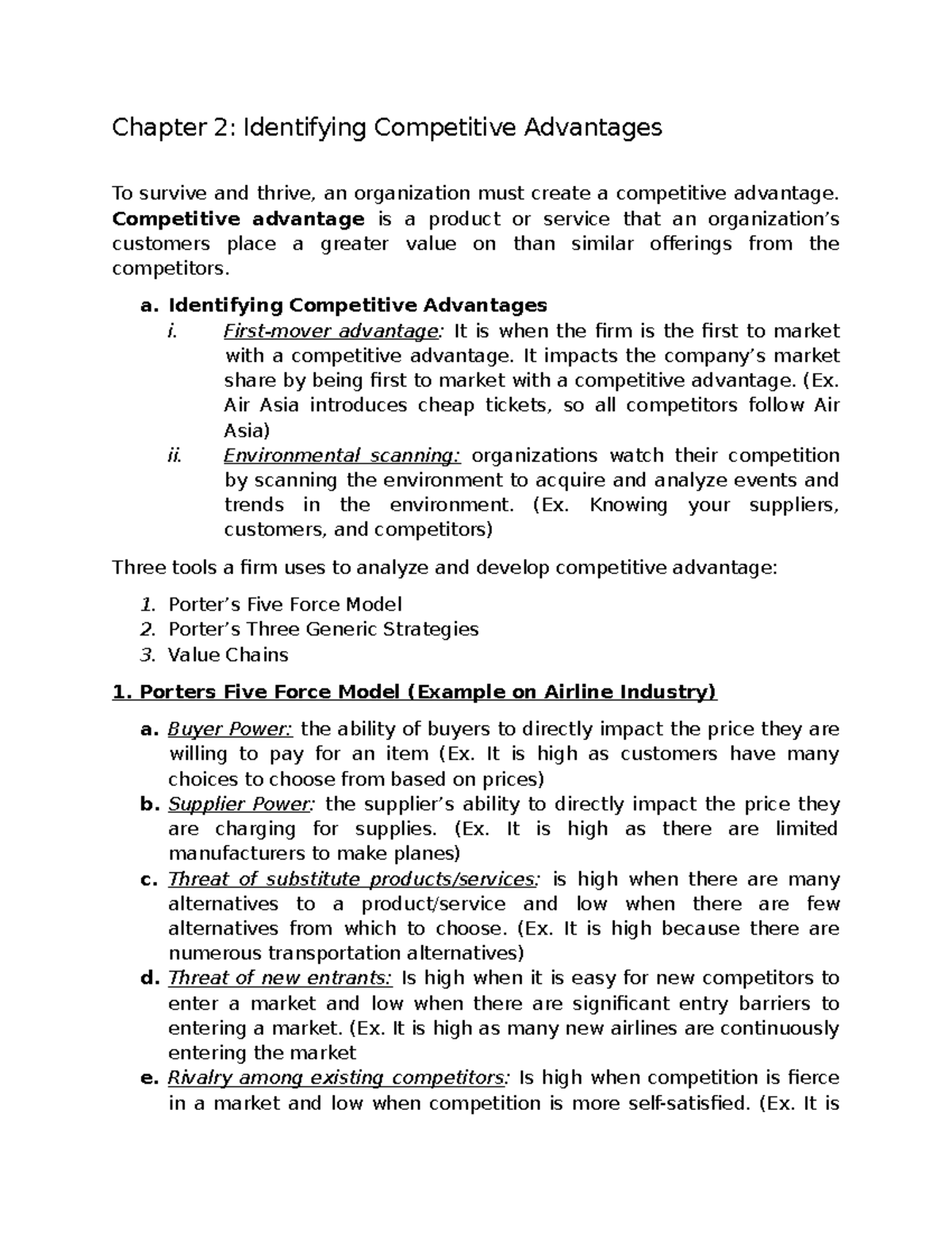 Chapter 2 Identifying Competitive Advantages Information - Chapter 2: Identifying Competitive ...