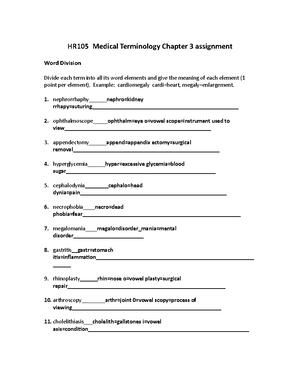Chapter 11 Acc C - HR 105 Medical Terminology Chapter 11 assignment ...