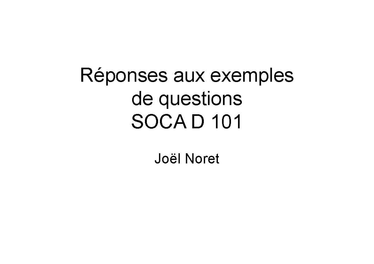 Exemples de questions socad 101 - Réponses aux exemples de questions ...