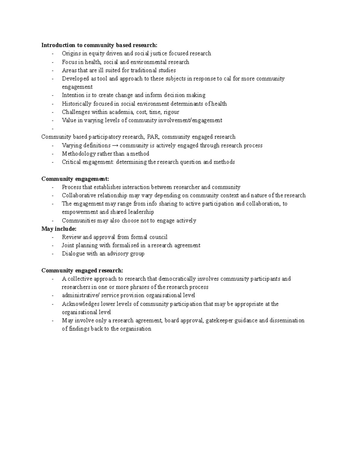 Lecture 1 Intro - Introduction to community based research: - Origins ...