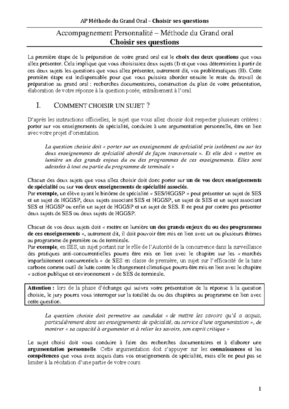 Grand oral fiche methode choix des questions b herbelot - Accompagnement Personnalité – Méthode ...