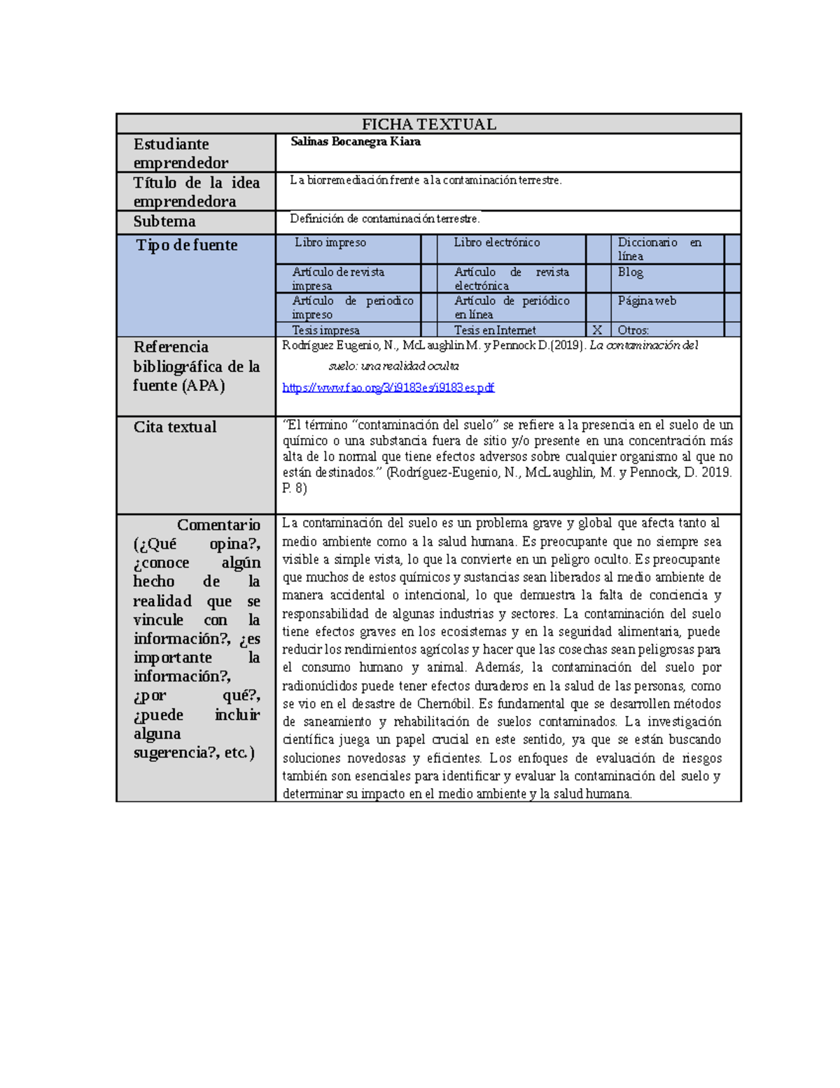 Formato Ficha Textual Y Ficha DE Resumen - FICHA TEXTUAL Estudiante ...