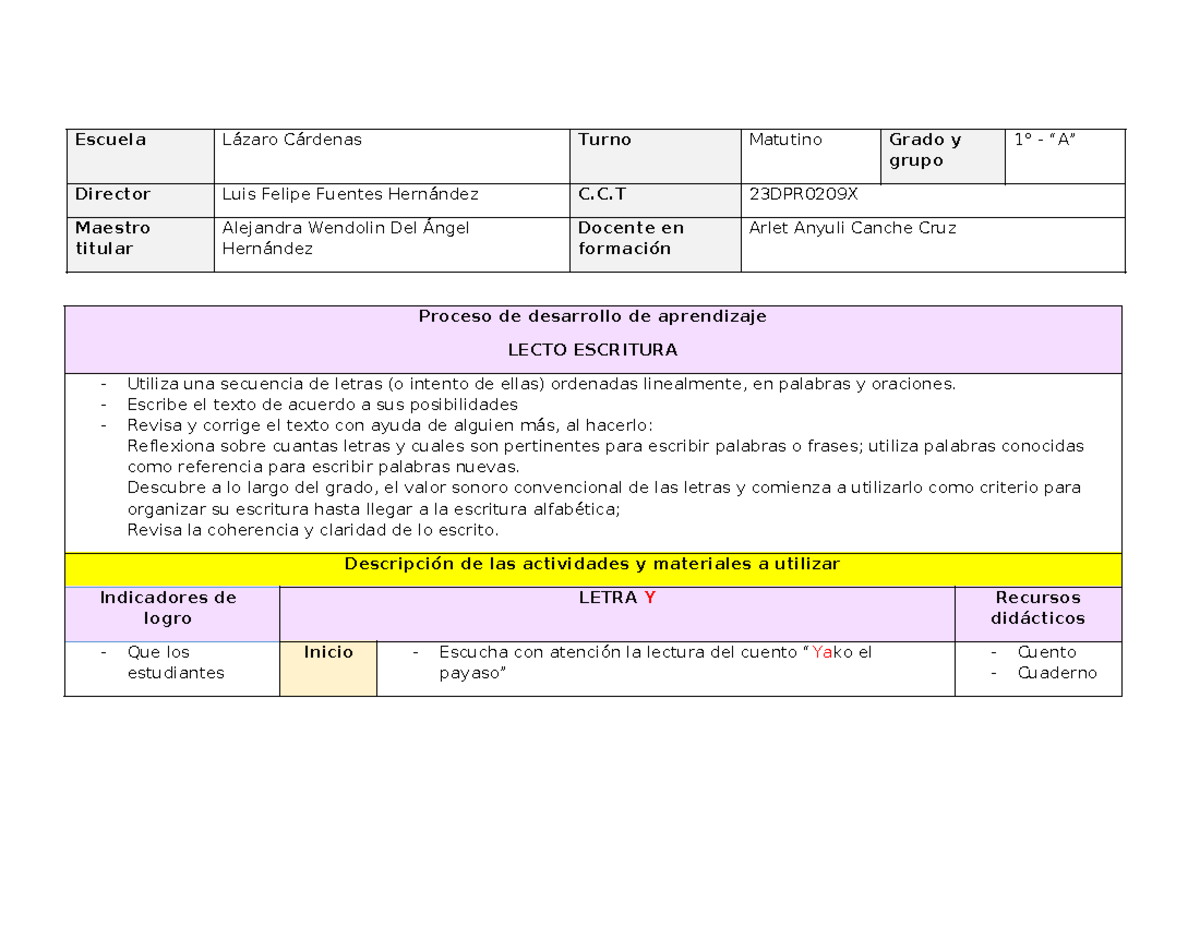 Planeacion Letra Y - xsbxhsab - Escuela Lázaro Cárdenas Turno Matutino ...
