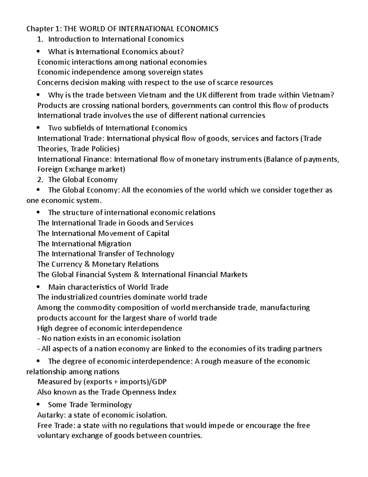 International Economics chương 1 2 3 - Chapter 1: THE WORLD OF ...