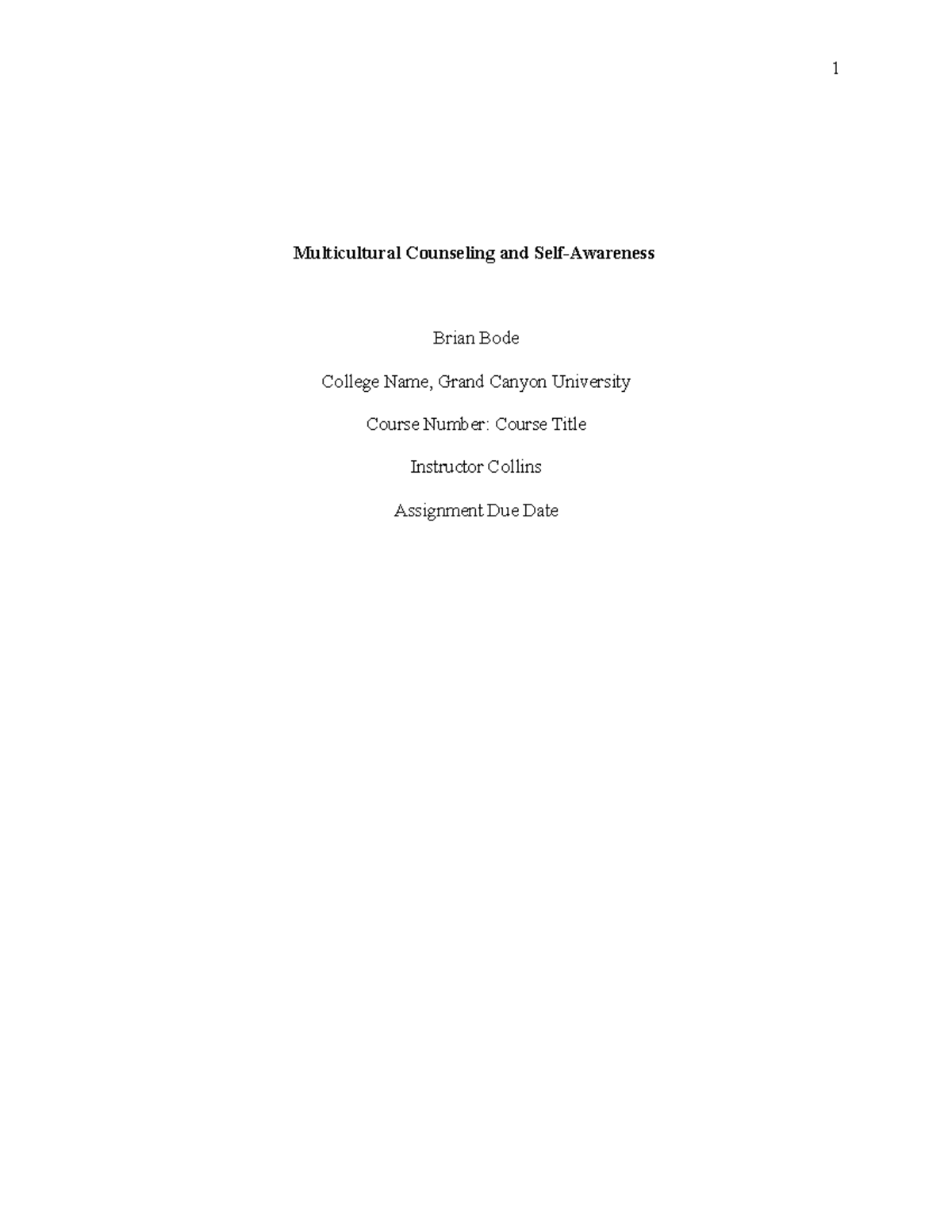 Writing Center Style Apa 7th Edition Template Without Abstract