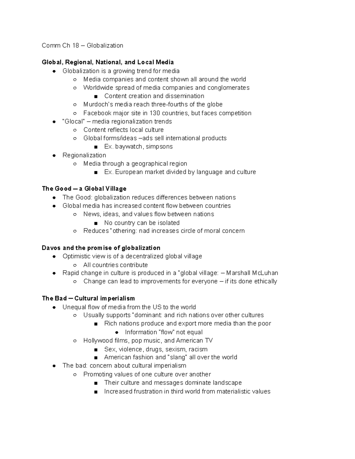 Comm Ch. 18 - nowak - Comm Ch 18 Globalization Global, Regional ...