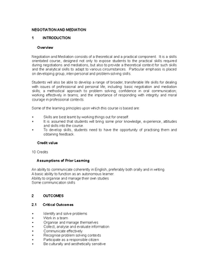 Negotiation notes - Dave Lawson - General Portion 1. What are the key ...