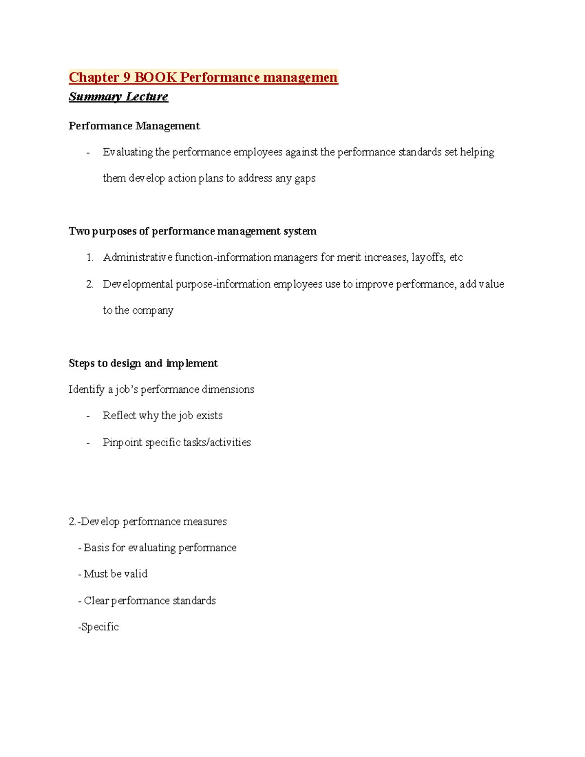 MGT 3102 performance management - Chapter 9 BOOK Performance managemen ...