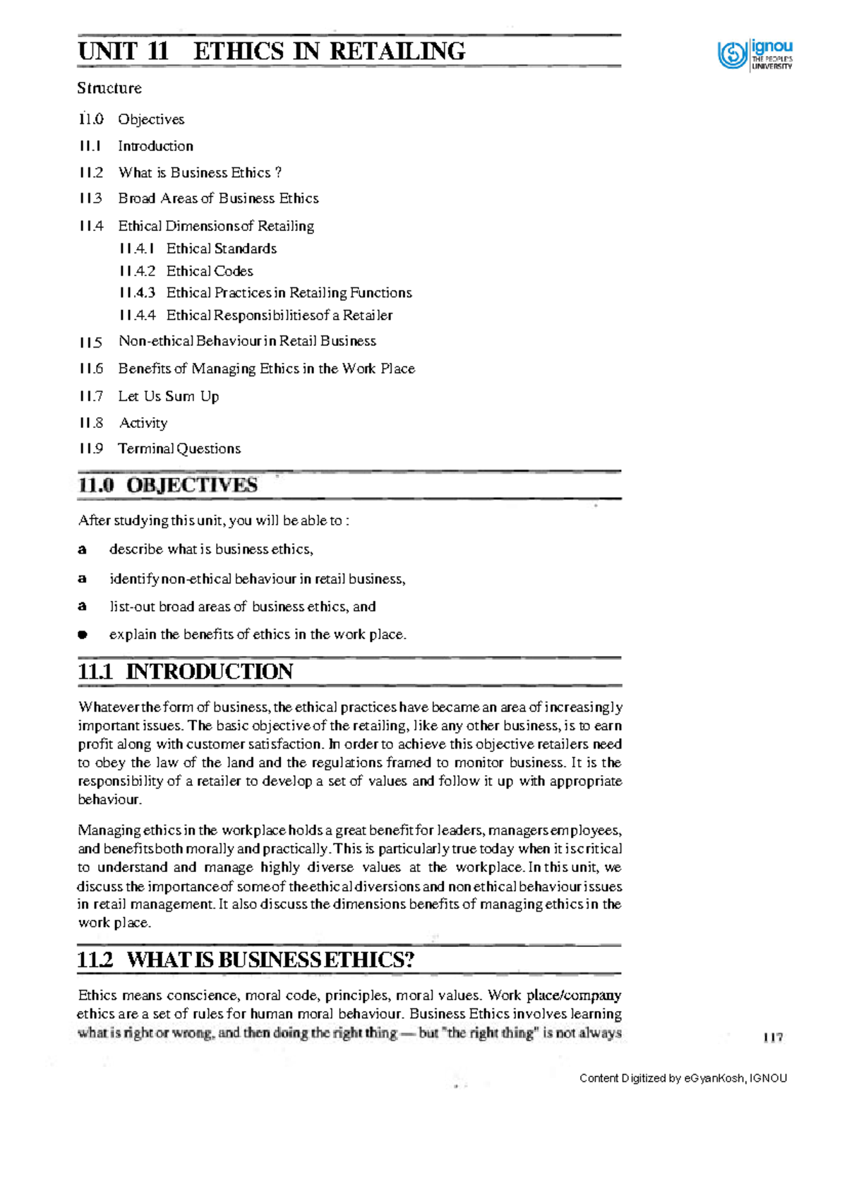 Unit-11 - For bba students - UNIT 11 ETHICS IN RETAILING Structure 11 ...