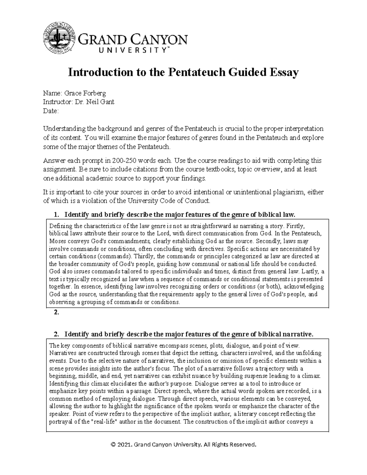 BIB-350 assignment 1 - essay for bib-350 - Introduction to the ...