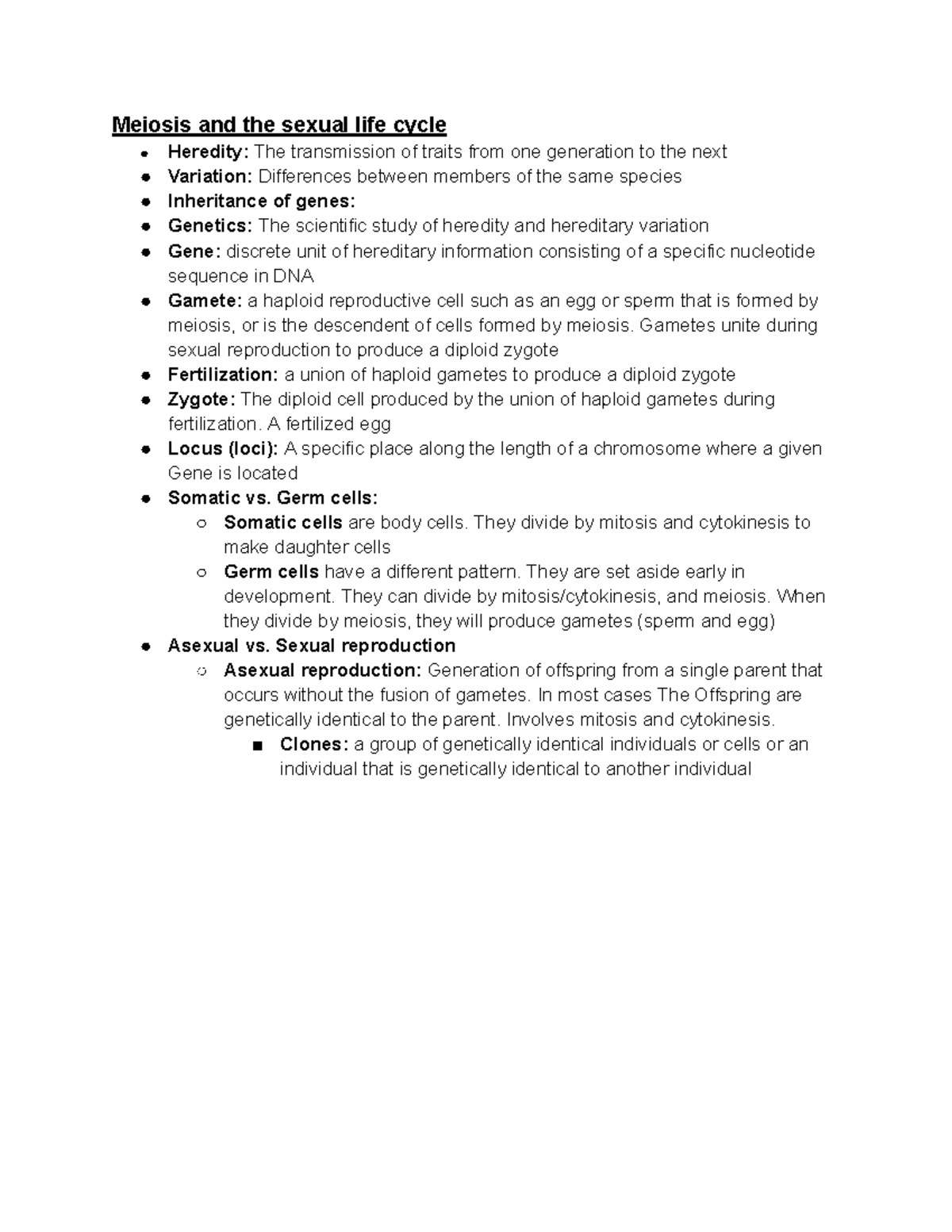 Chapter 13 Meiosis - Meiosis and the sexual life cycle Heredity: The ...