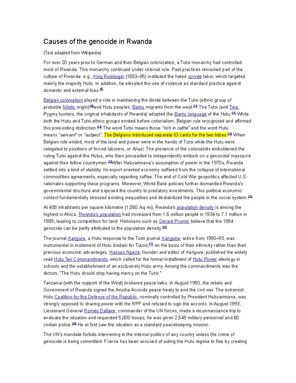 Tutorial 04 Reading Rwanda Genocide - Causes of the genocide in Rwanda ...