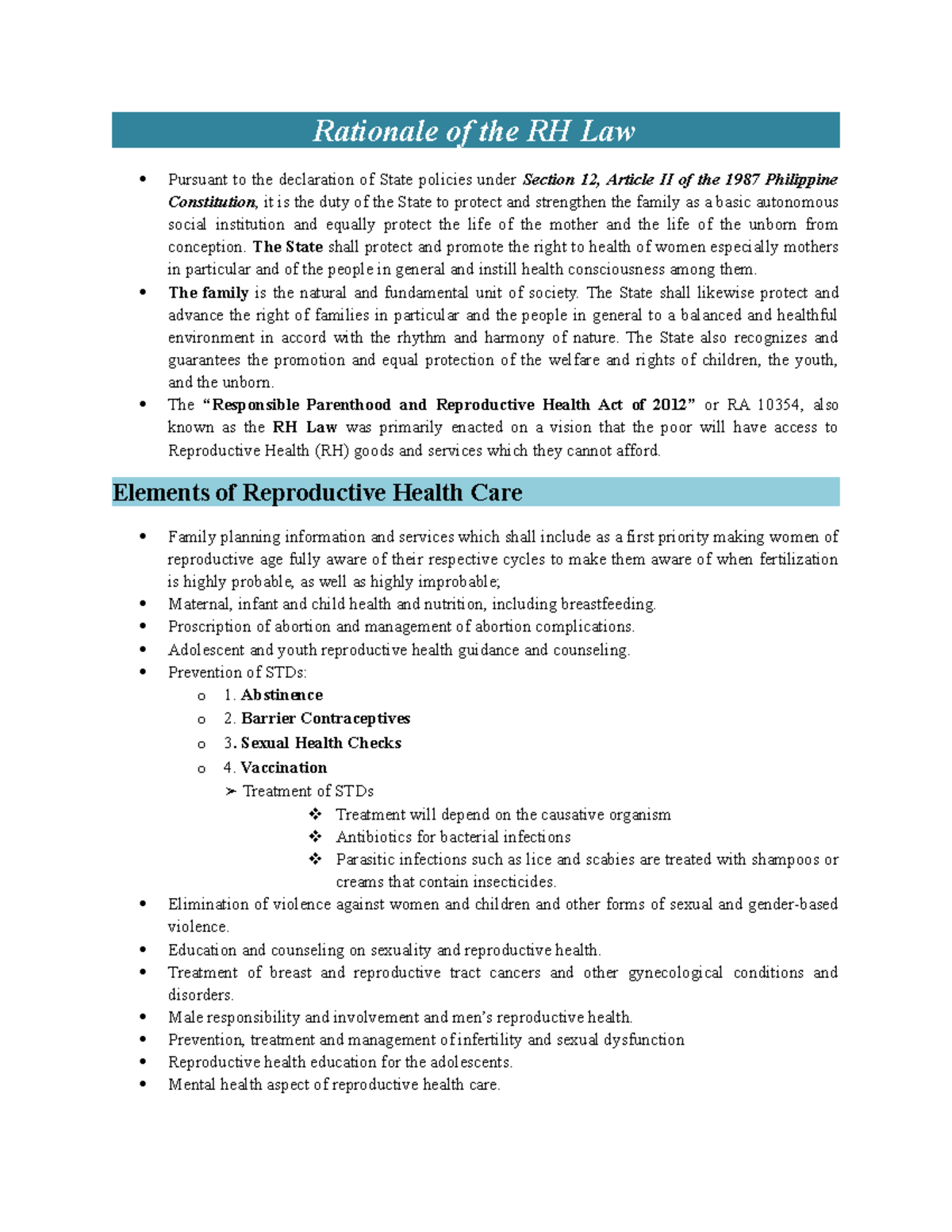 Rationale of the RH Law - The State shall protect and promote the right ...