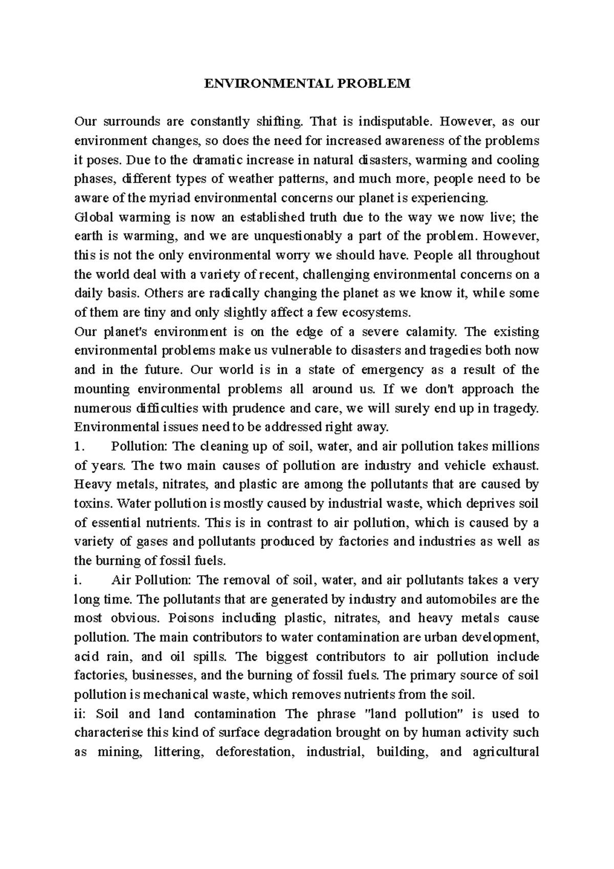 Environmental Problem - ENVIRONMENTAL PROBLEM Our surrounds are ...