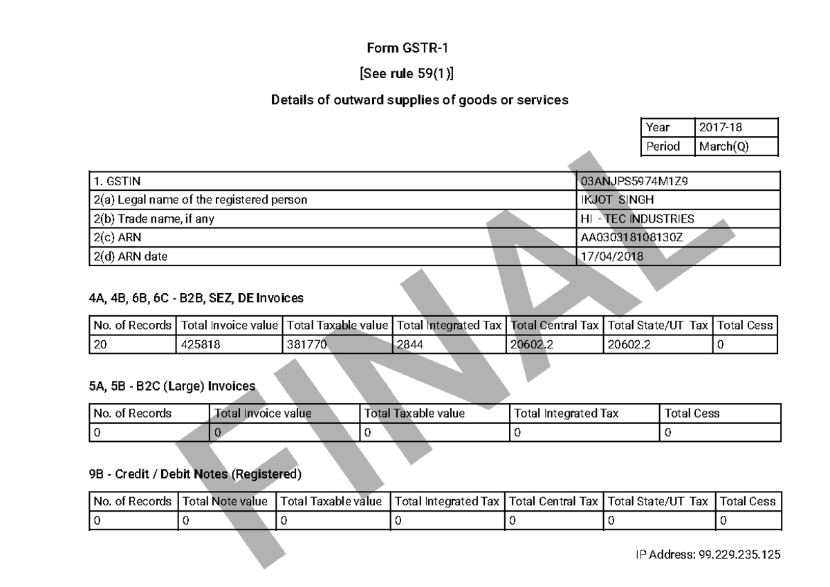 wsedfgbhnjmkjnhbgvfd - Form GSTR- [See rule 59(1)] Details of outward supplies of goods or ...