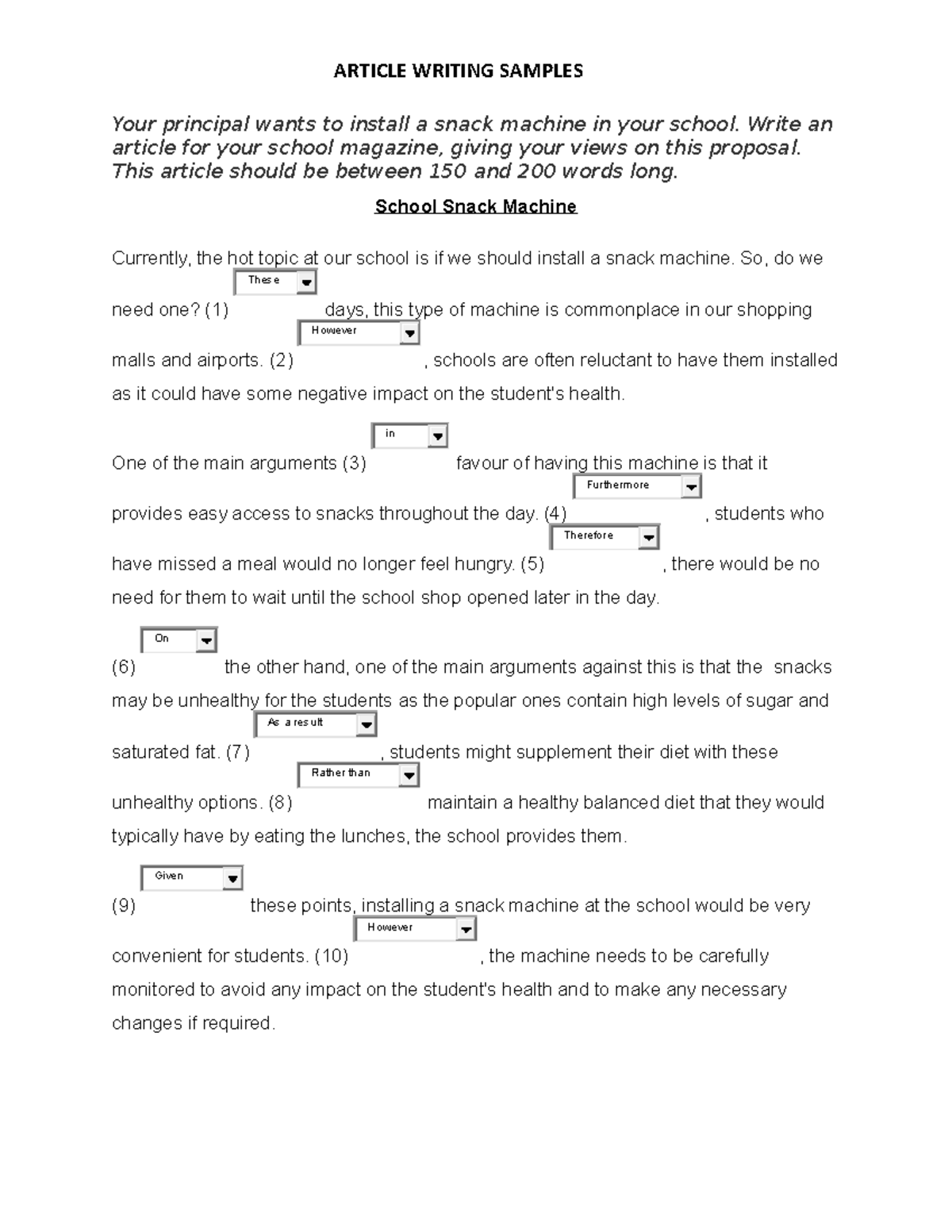 Article , Review, Report Sample ESL - Copy - Your principal wants to ...