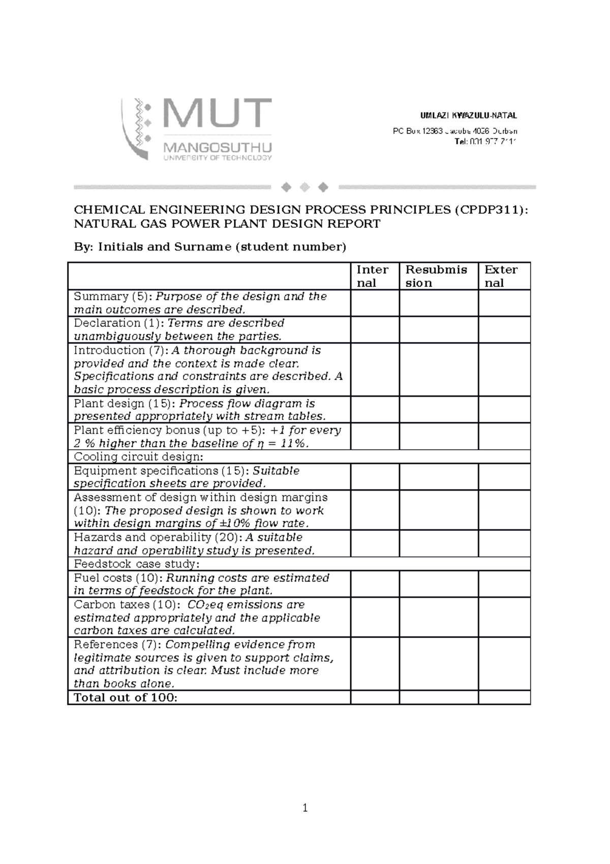 CPDP311 Design report template(1).docx sithole xolani - CHEMICAL ...