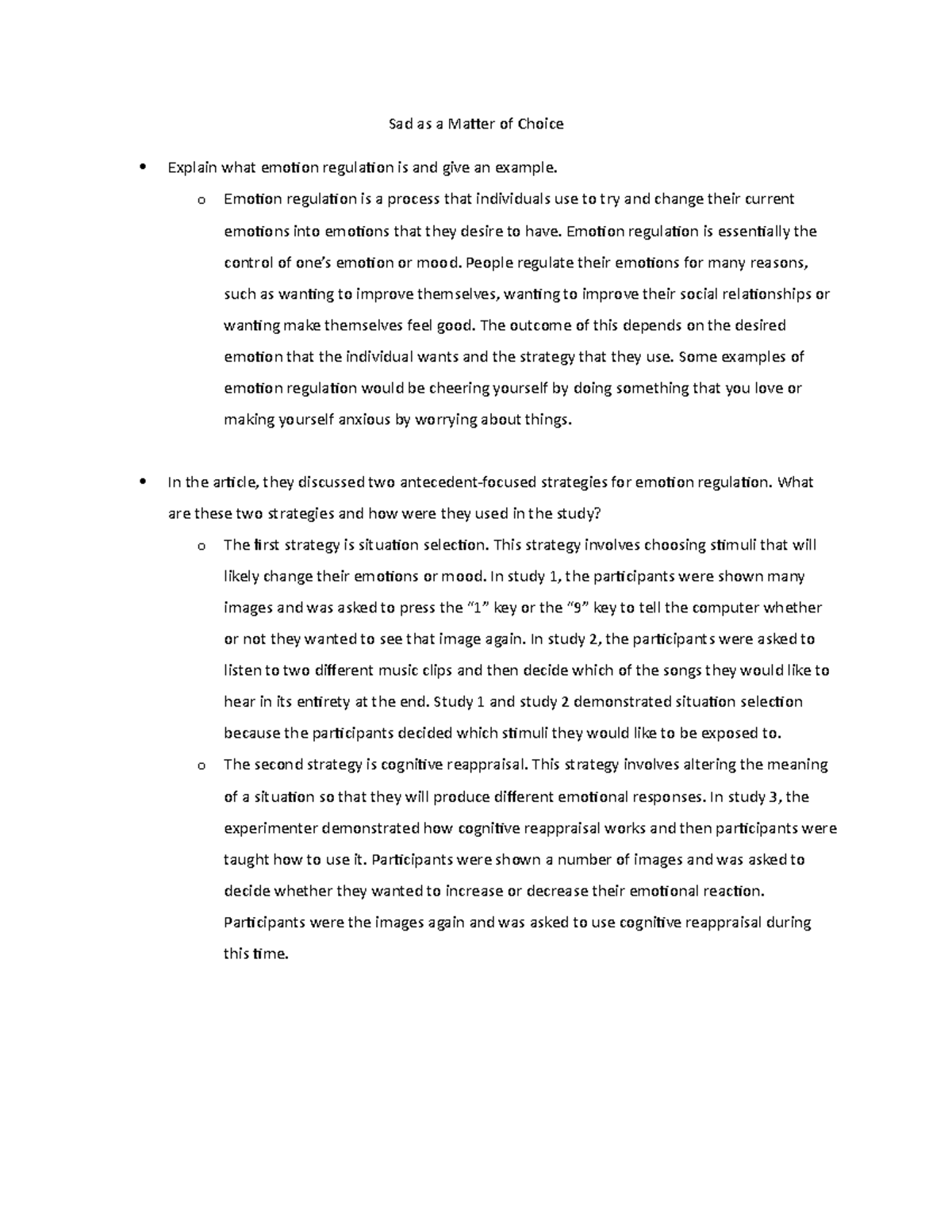 Sad as a Matter of Choice - questions - Sad as a Matter of Choice ...