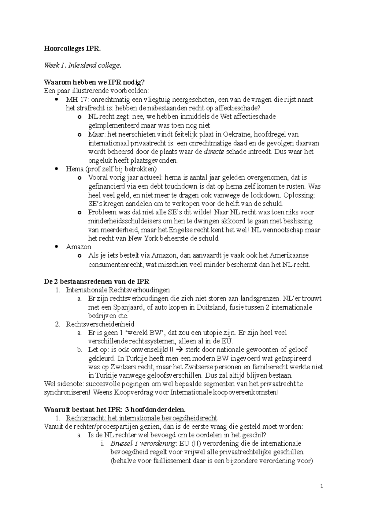 Hoorcolleges IPR - Hoorcollegeaantekeningen van IPR notarieel recht ...