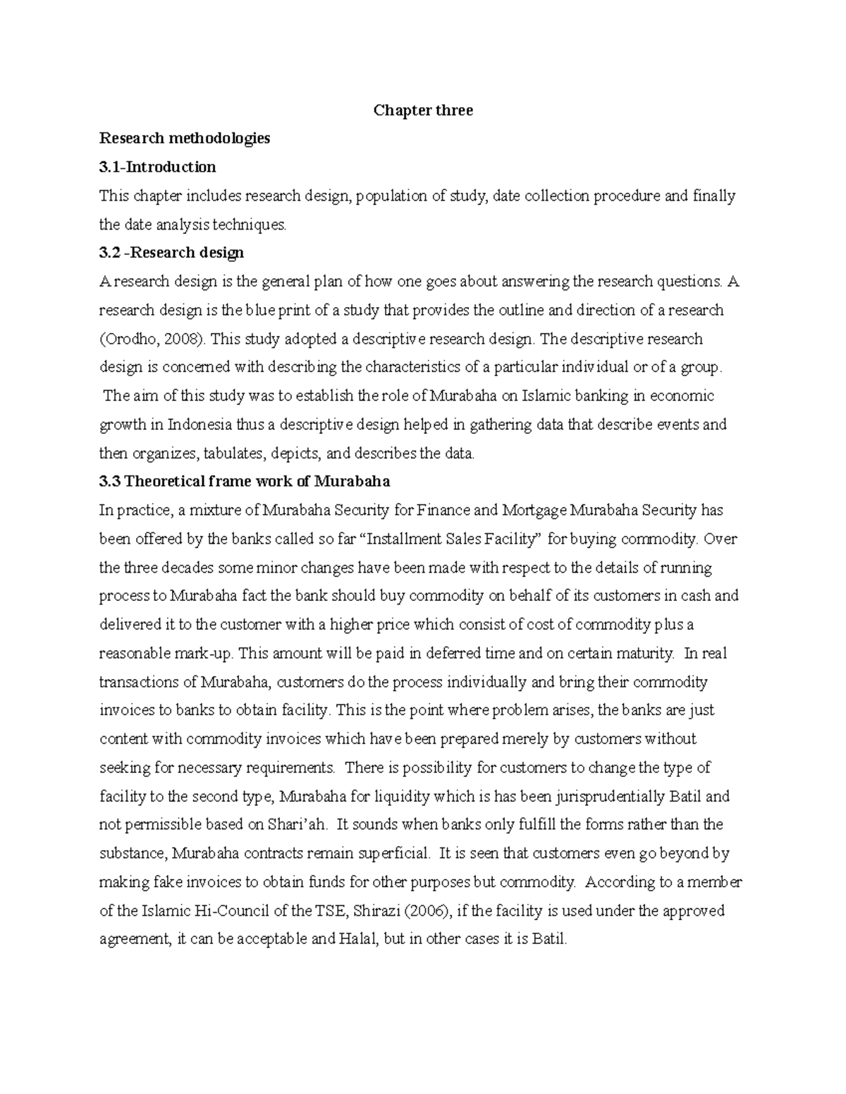 (murabaha)Chapter three Research methodolog.word (saxda ah) - Chapter ...