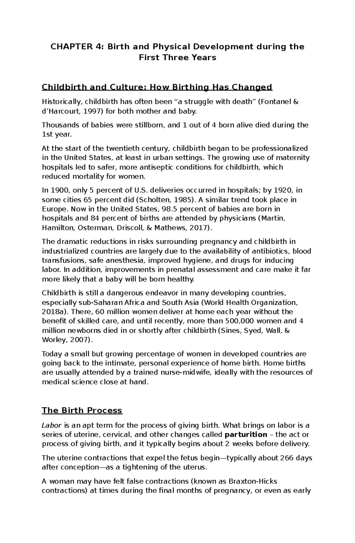THE First Three Years Handout - CHAPTER 4: Birth and Physical ...