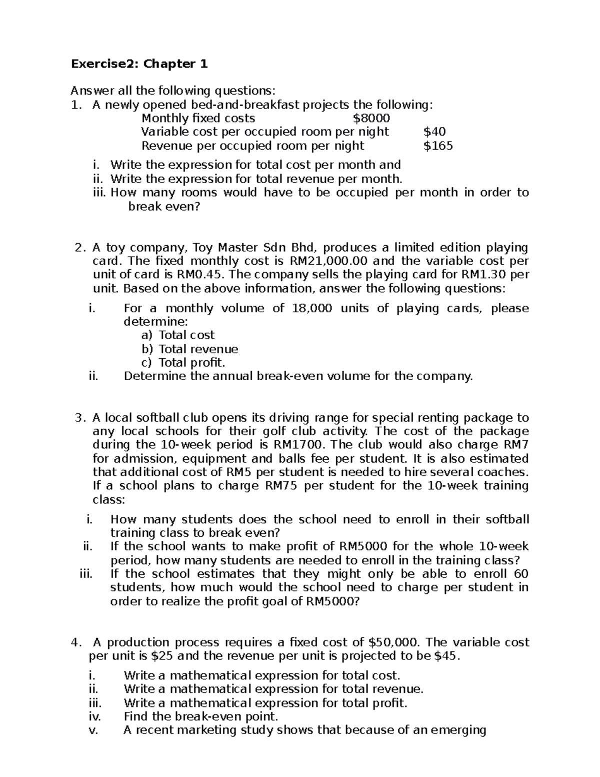 1 Exercise 1 Chapter 1 - notes - Exercise2: Chapter 1 Answer all the ...