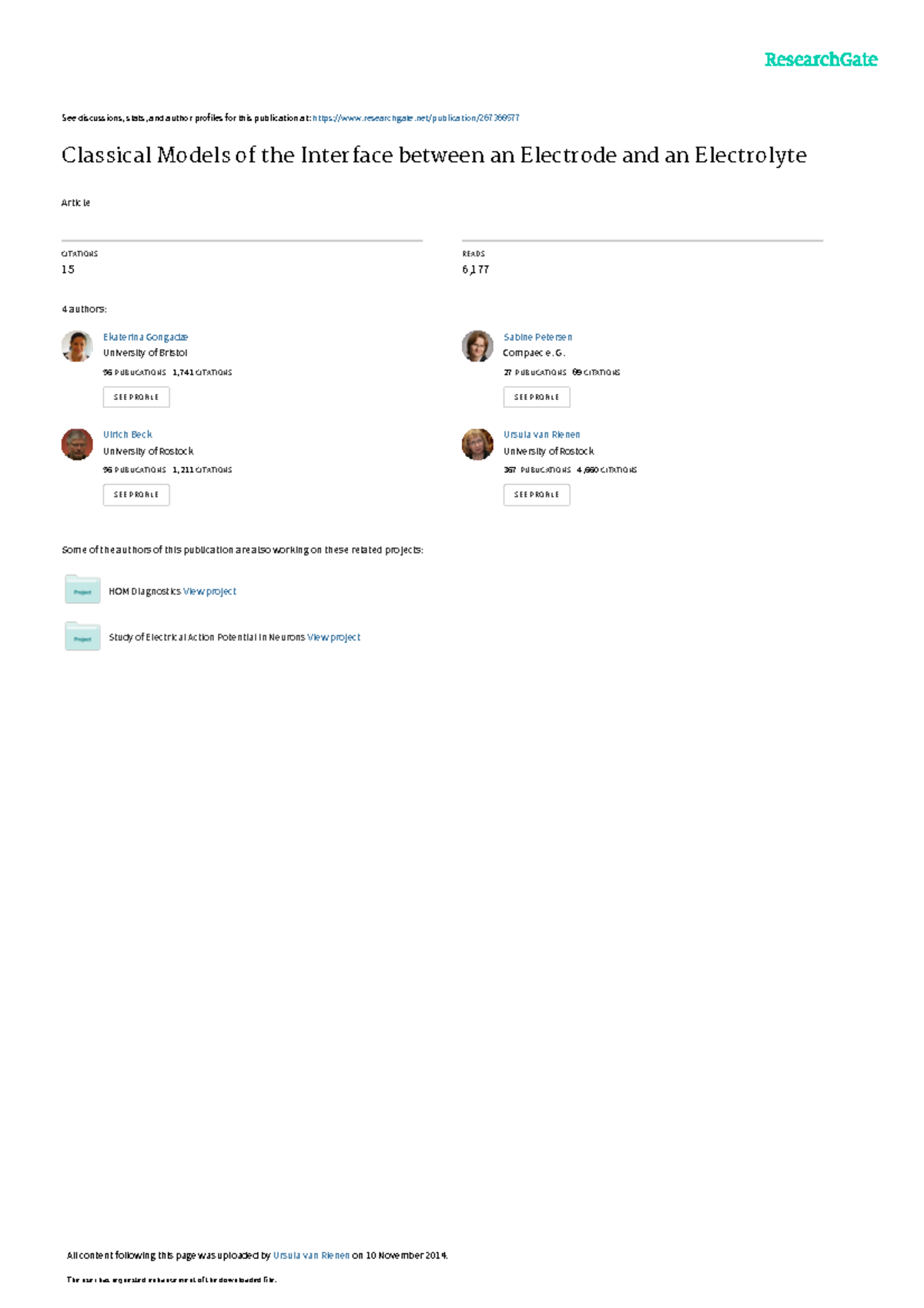 Classical Models of the Interface between an Elect - See discussions ...