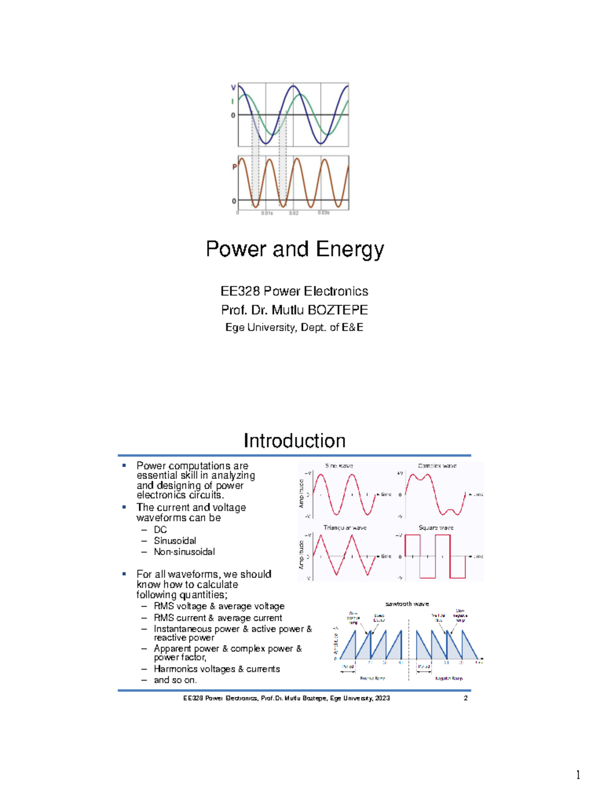 L2 Power and energy 3 - Power and Energy EE328 Power Electronics Prof ...
