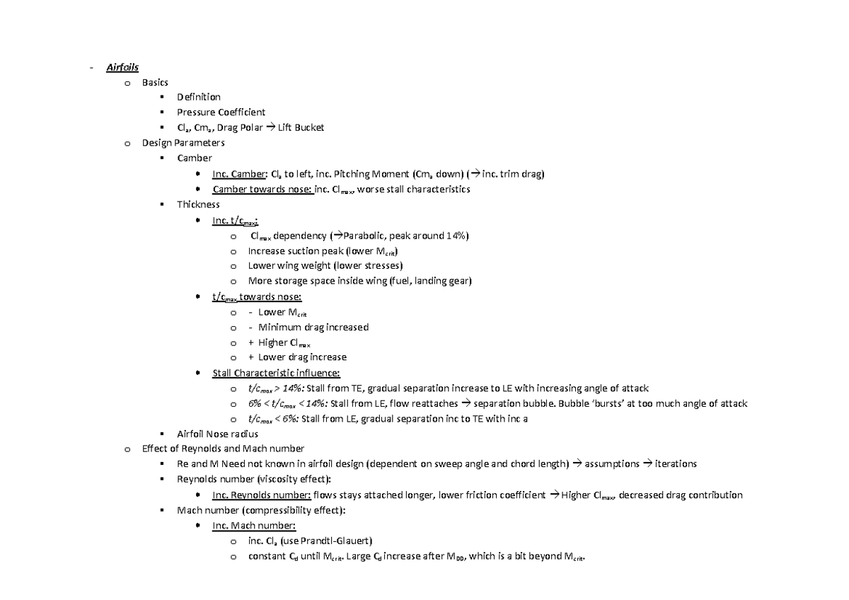 Summary Aerospace Design and Systems Engineering Elements: lectures ...