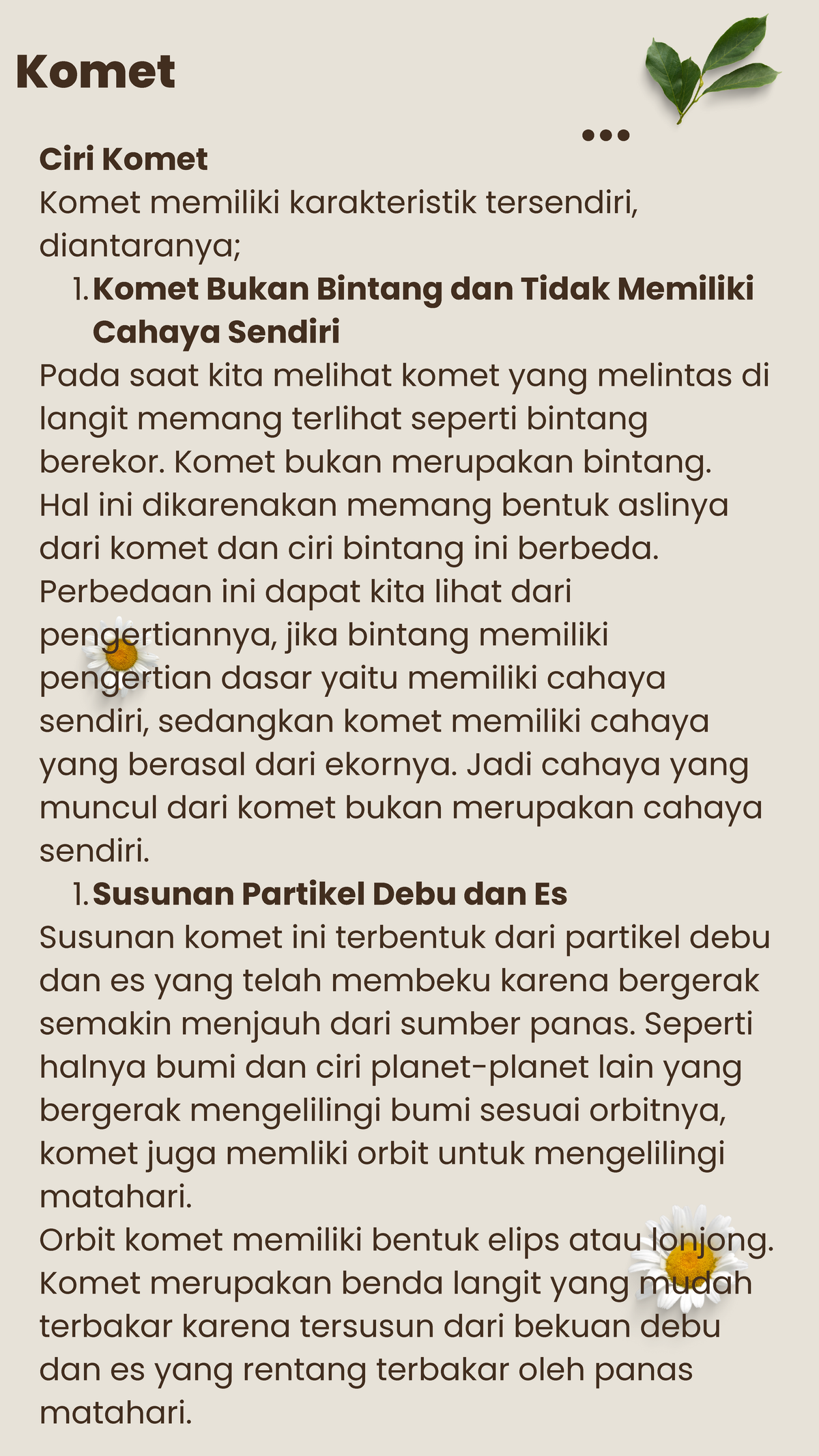 8. ciri komet - Komet Bukan Bintang dan Tidak Memiliki Cahaya Sendiri Susunan Partikel Debu dan ...
