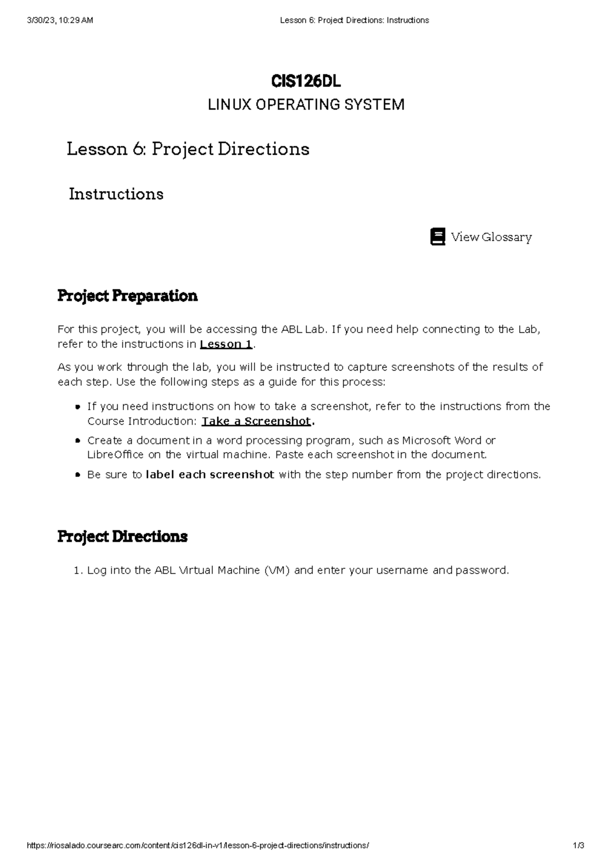 CIS126DL lesson 6 - help - 3/30/23, 10:29 AM Lesson 6: Project ...