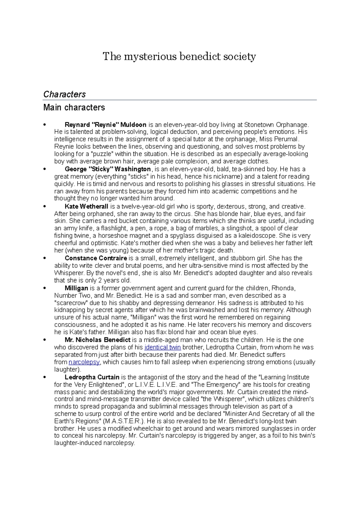 The mysterious benedict society - The mysterious benedict society ...