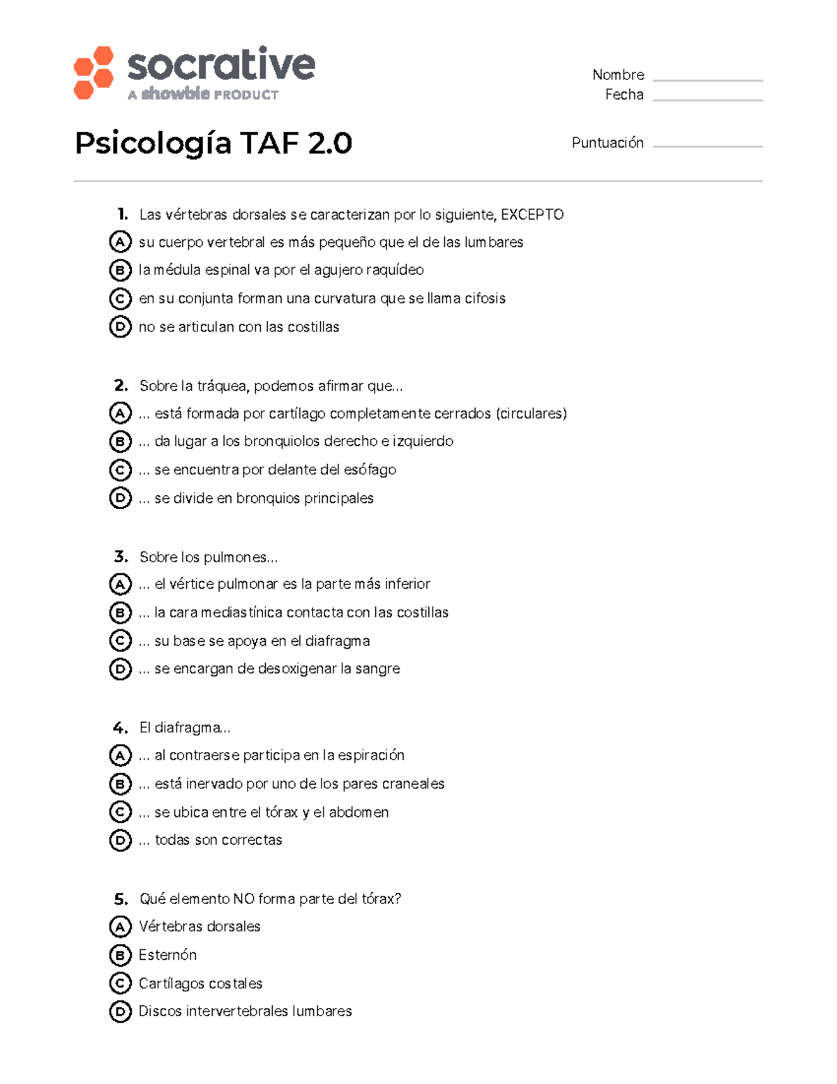 Quiz Psicología TAF 2 - Ololol - Nombre Fecha Psicología TAF 2 ...