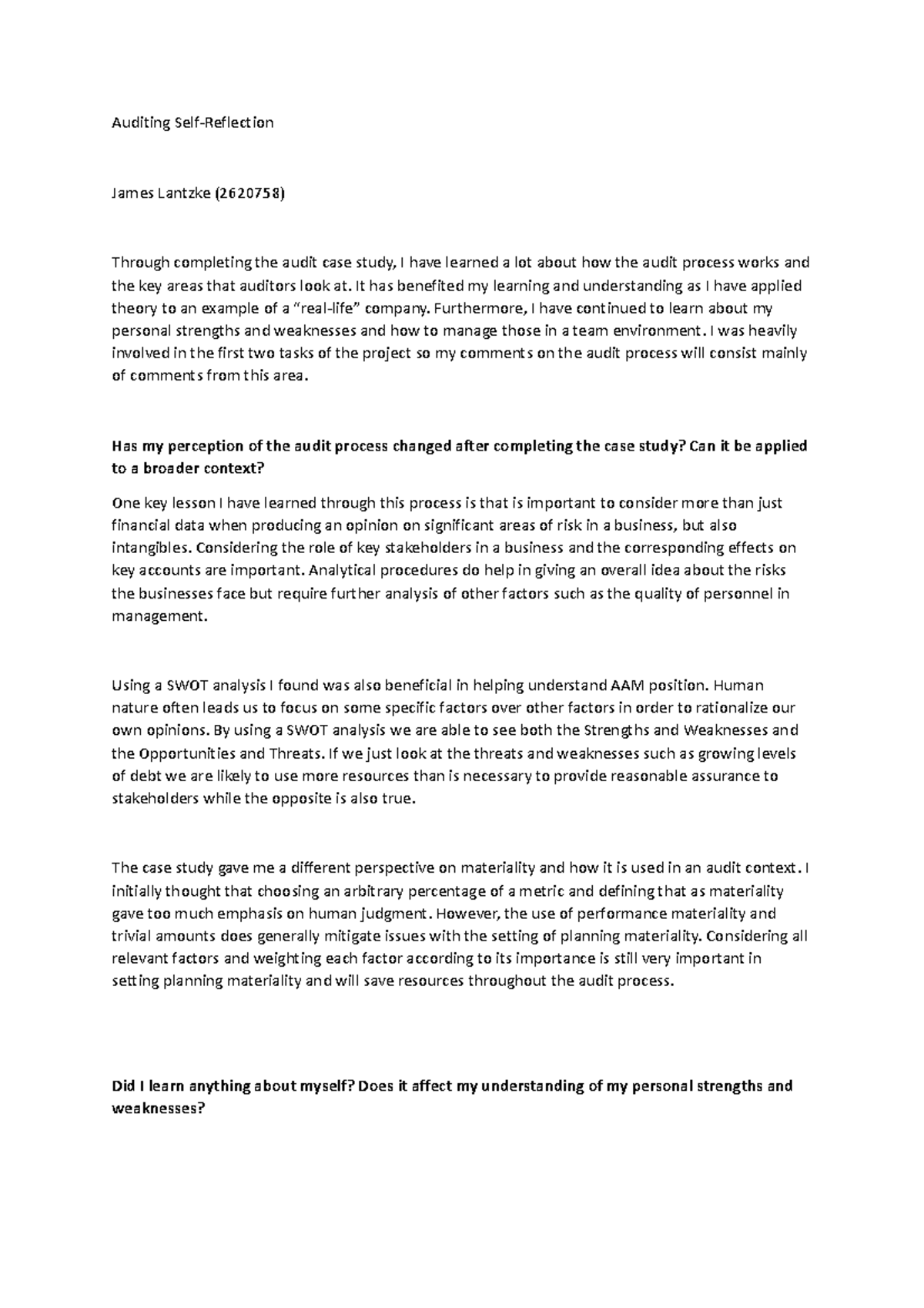 Audit reflection - this is some good studff , you really shoul look at ...