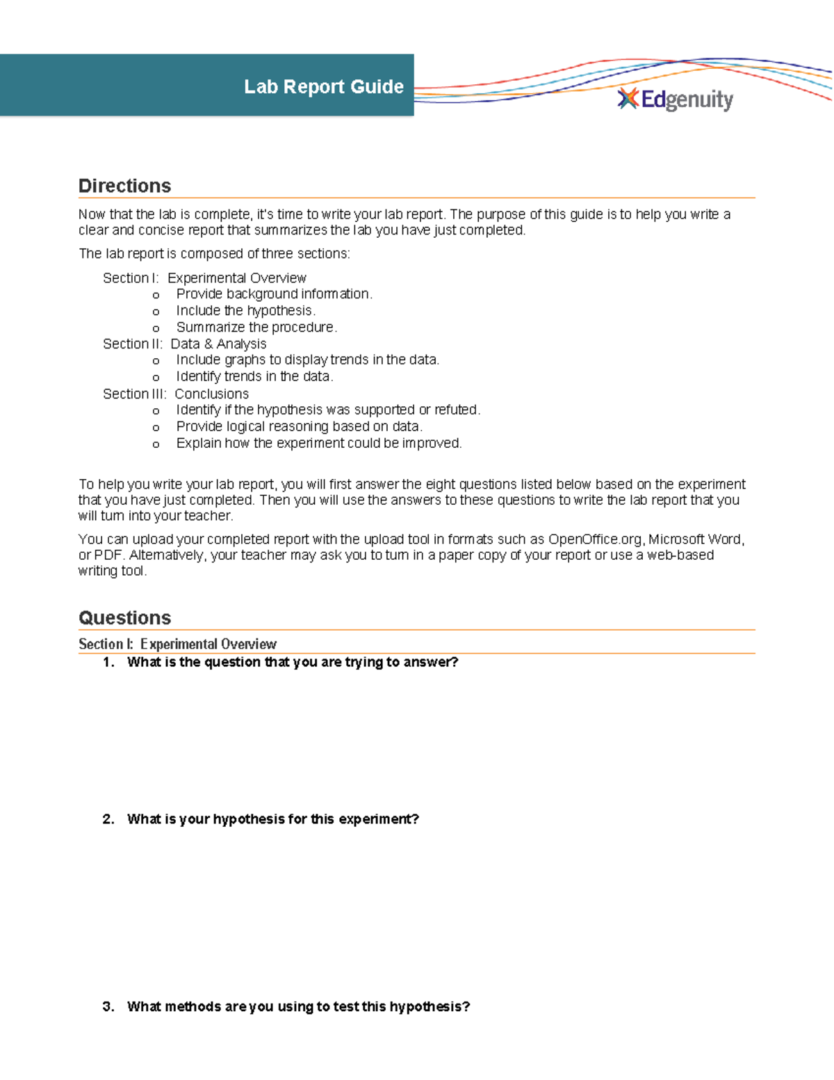 Lab-report-guide - Set up guide. - Directions Now that the lab is complete, it’s time to write ...