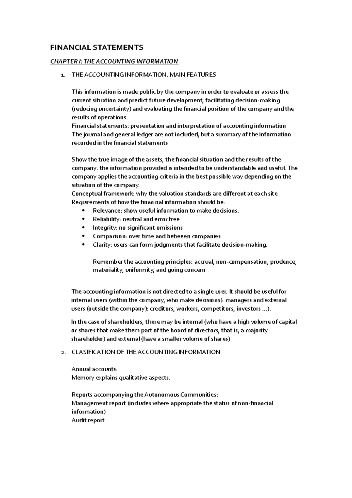 Unit 1 Civil Rights Litigation - FINANCIAL STATEMENTS CHAPTER I: THE ...