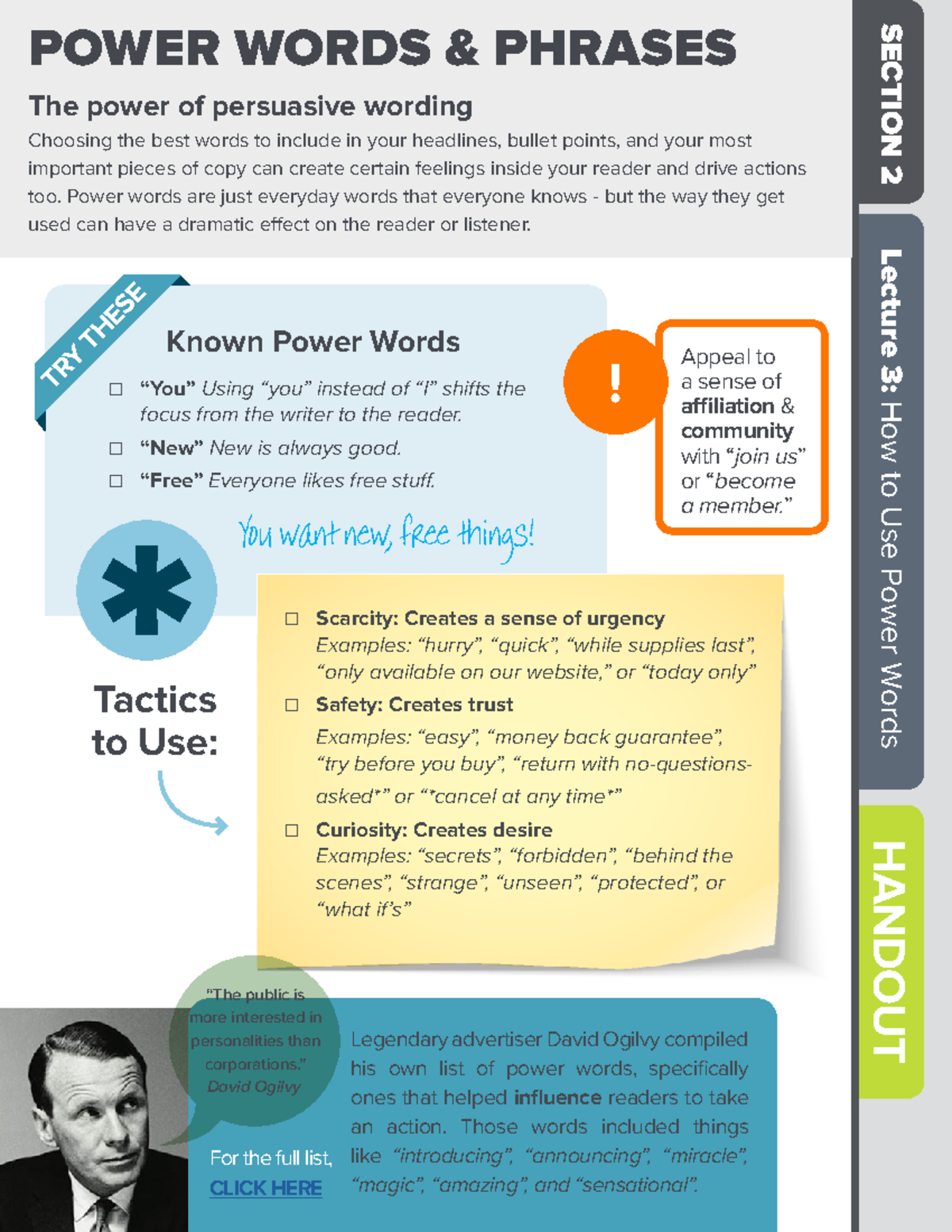 2 - Nivel 1 - HANDOUT Lecture 3: How to Use Power Words SECTION 2 POWER ...