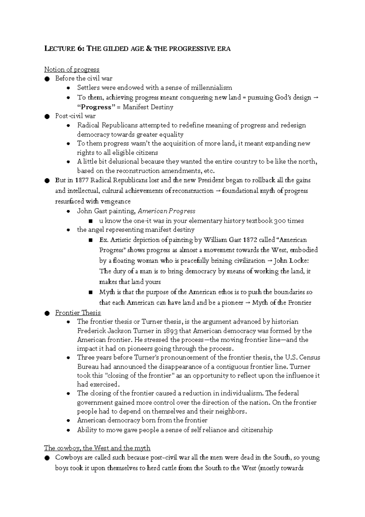 Lecture 6 The Gilded Age & Progressivism - LECTURE 6: THE GILDED AGE ...