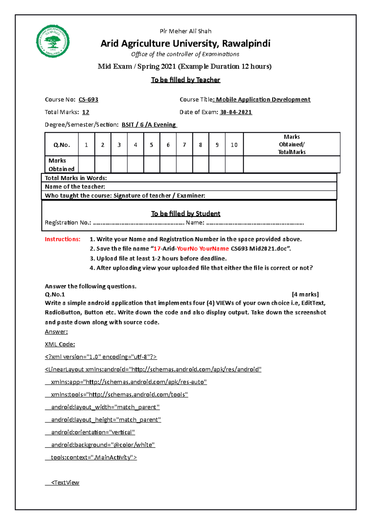 paper of android app development - Pir Meher Ali Shah Arid Agriculture ...